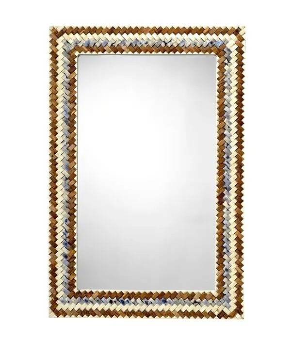 JAMIE YOUNG CO. Interwoven Wood & Buffalo Bone Rectangle Mirror - Brown