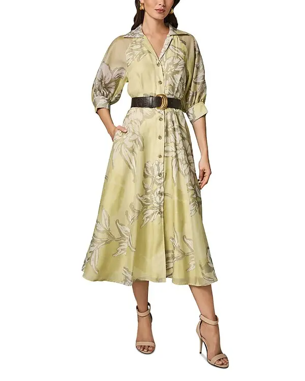 Donna Karan New York Belted Floral Print Shirt Dress - Smmr Citro