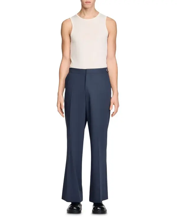 Sandro Wide Leg Boucle Wool Trousers
