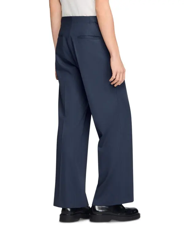 Sandro Wide Leg Boucle Wool Trousers