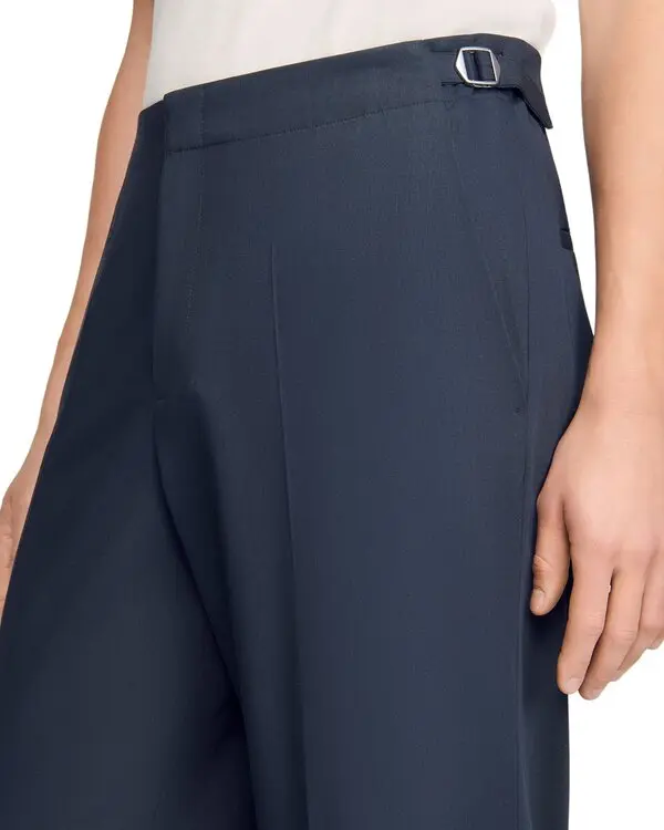 Sandro Wide Leg Boucle Wool Trousers