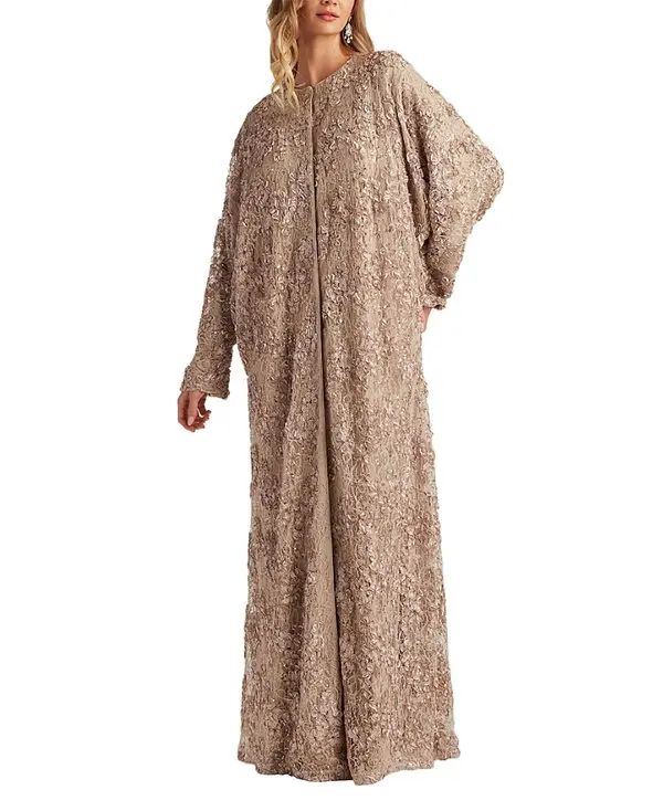 Tadashi Shoji Hannes Sequin Embroidered Caftan Gown - Rose Taupe