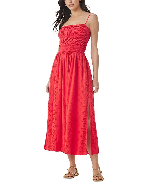 Splendid Kenzie Geo Eyelet Midi Dress - Scarlet