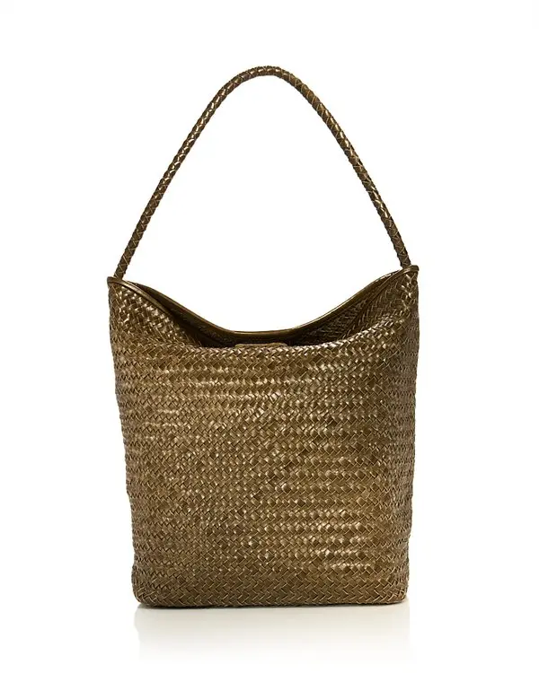 Madewell Signature Woven Leather Bucket Bag - Faded Olive