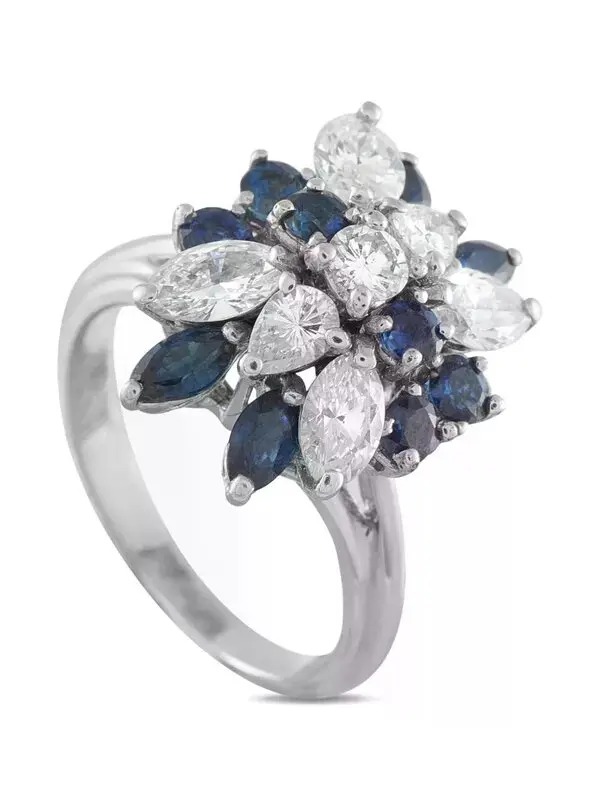 LB EXCLUSIVE Diamond And Sapphire 18k White Gold Ring - Silver