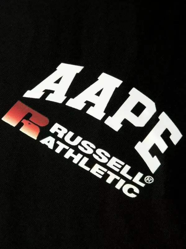 AAPE BY *A BATHING APE X Russell Athletic Logo-print Crew-neck T-shirt - Black
