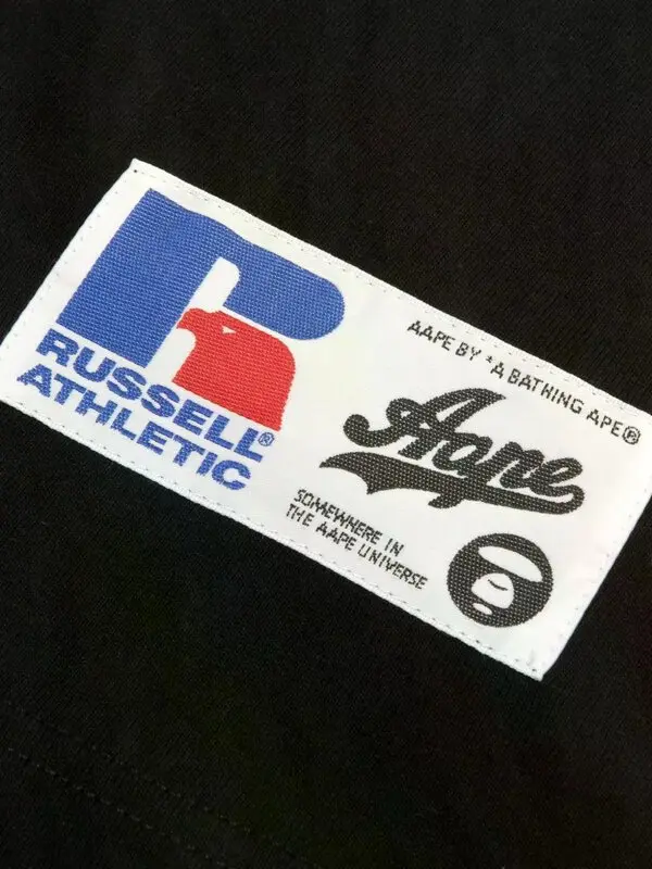 AAPE BY *A BATHING APE X Russell Athletic Logo-print Crew-neck T-shirt - Black