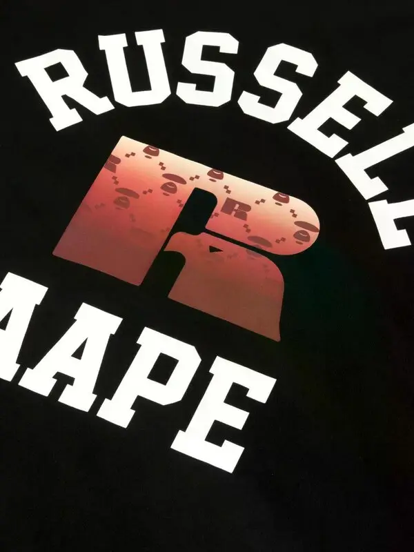 AAPE BY *A BATHING APE X Russell Athletic Logo-print Crew-neck T-shirt - Black