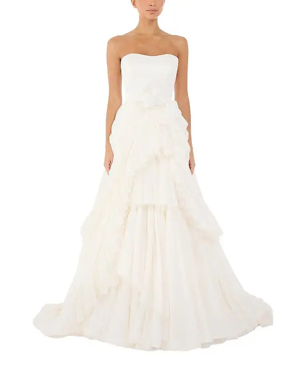 Jenny Packham Antonia Ruffled Bow Dress - Ivory