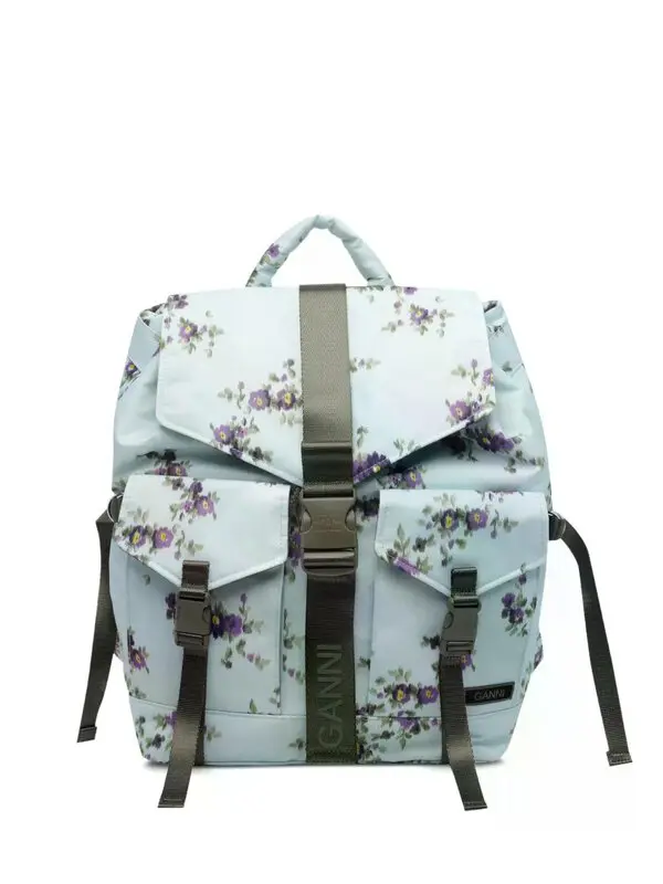 GANNI Floral-print Buckle-fastening Backpack