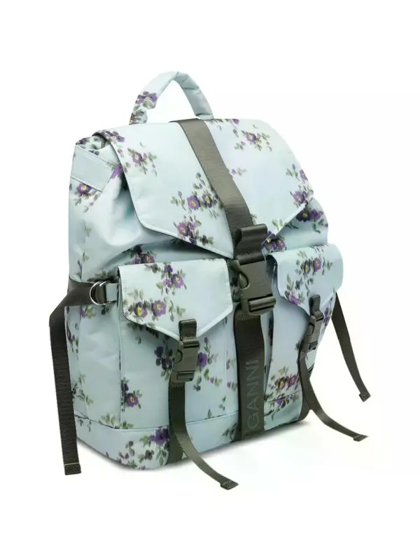 GANNI Floral-print Buckle-fastening Backpack