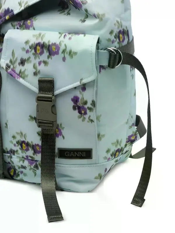 GANNI Floral-print Buckle-fastening Backpack