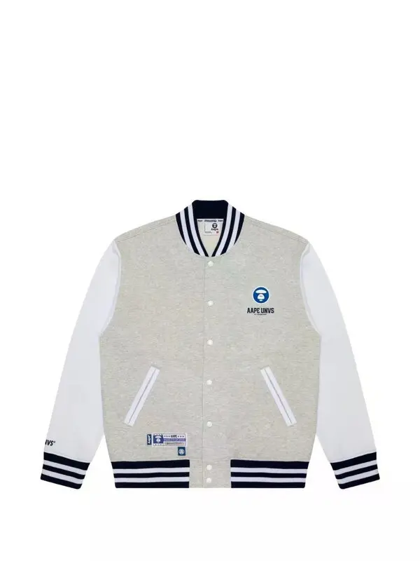 AAPE BY *A BATHING APE Moonface Patch Logo Baseball Jacket - Grey