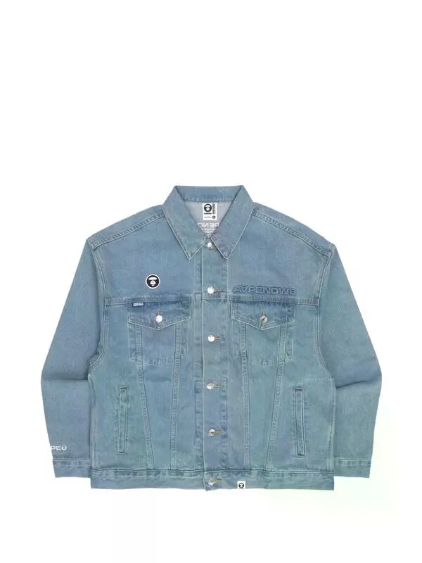 AAPE BY *A BATHING APE Moonface Embroidered Denim Jacket - Blue
