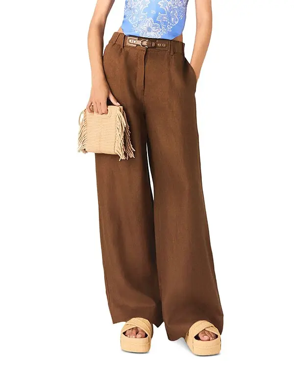 Maje Piumacao Linen Pants - Brown