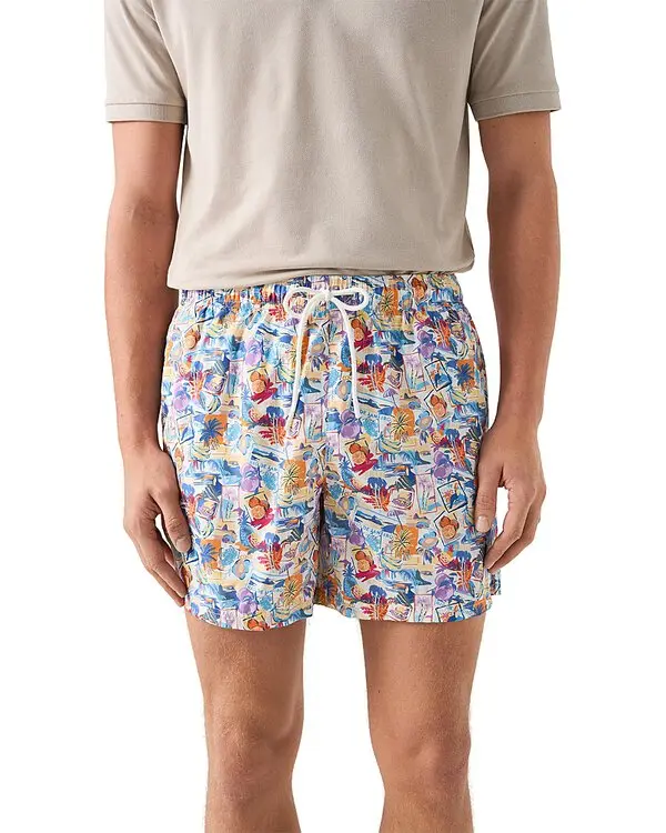 Eton 5.4" Postcard Swim Shorts - White