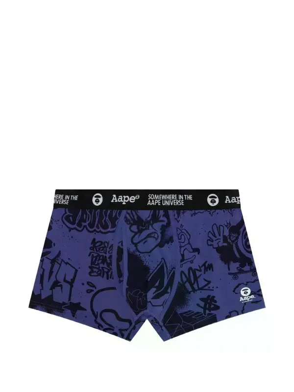 AAPE BY *A BATHING APE Moonface Graffiti-print Boxers - Purple