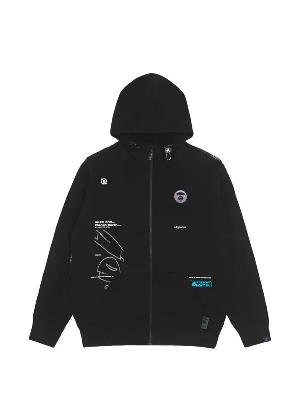 AAPE BY *A BATHING APE Moonface Graphic-print Hoodie - Black
