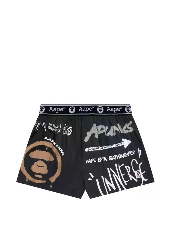 AAPE BY *A BATHING APE Moonface Graphic-print Boxers - Black