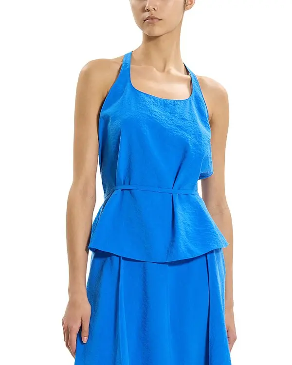 Theory Belted Halter Neck Top - Jewel Blue