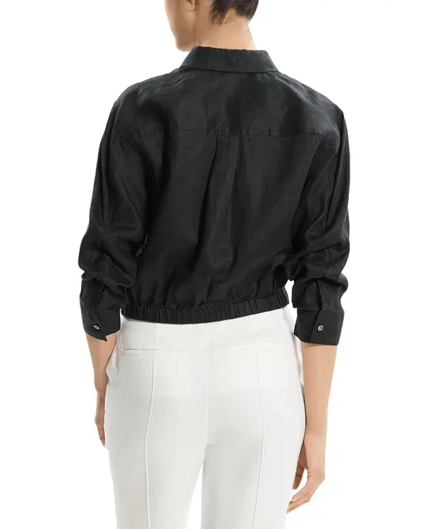 Theory Fixed Sleeve Linen Top - Black