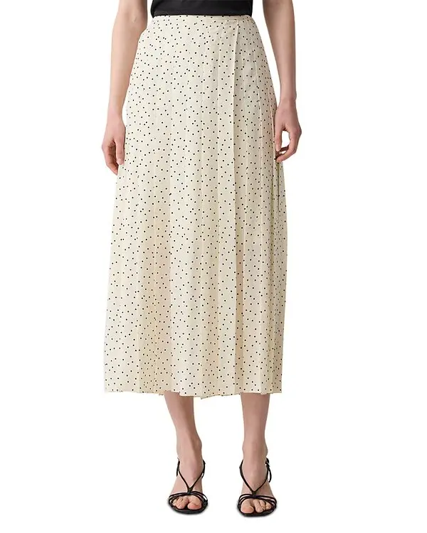 Theory Pleated Wrap Skirt - Ivory Multi