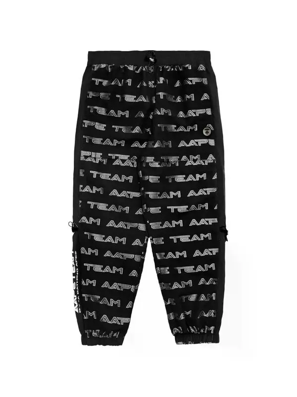 AAPE BY *A BATHING APE Moonface-patch Monogram Track Pants - Black
