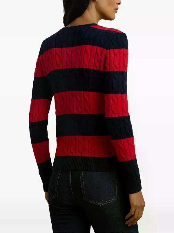Ralph Lauren Cable-knit Striped Cotton Sweater - Blue