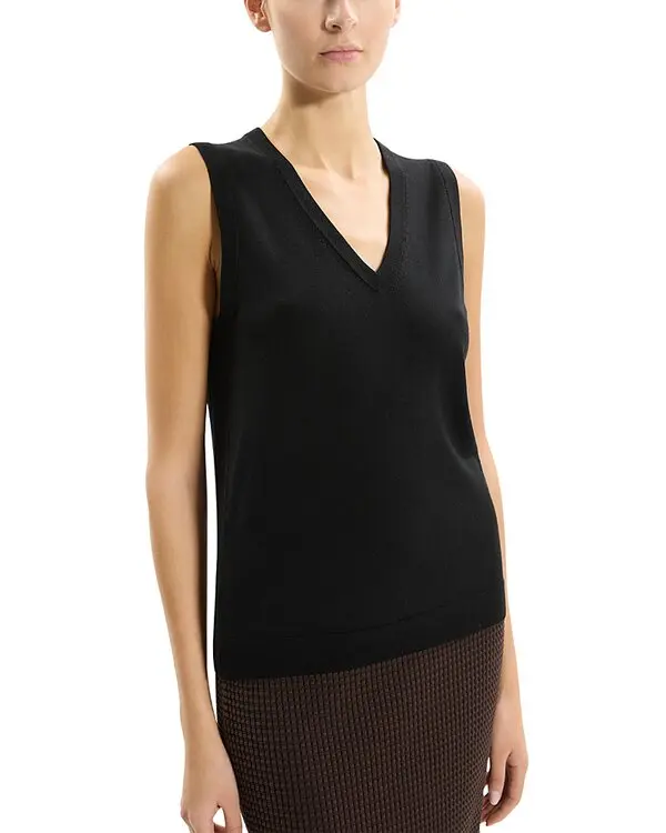 Theory Slim Tank Top In Merino Wool - Black