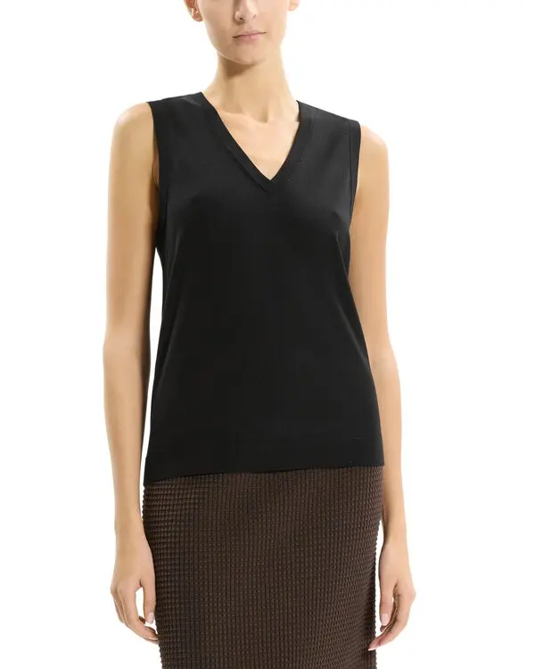 Theory Slim Tank Top In Merino Wool - Black