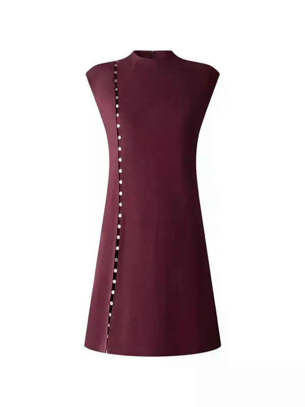 Shanghai Tang Tang Mock-neck Mini Dress - Purple
