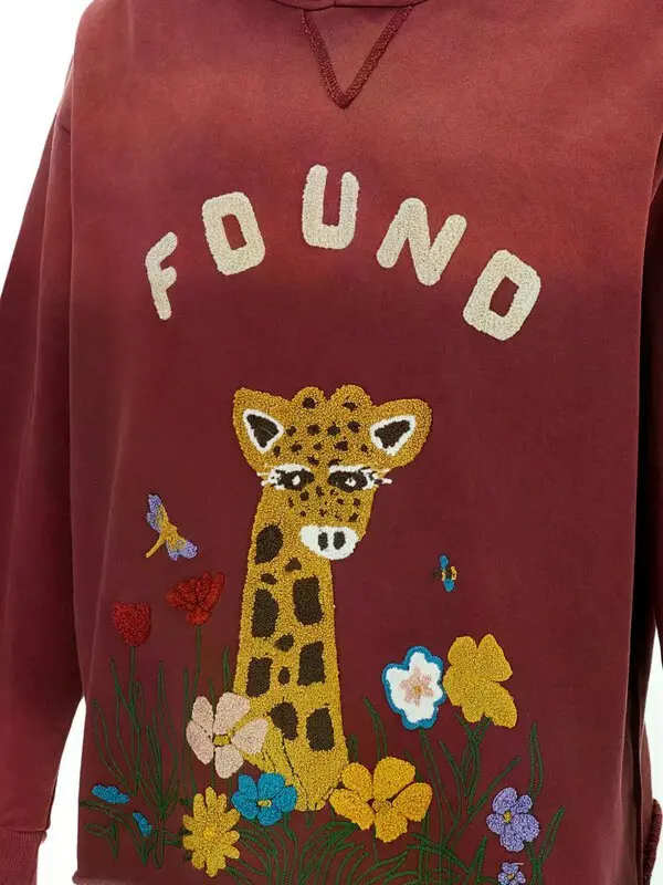 FOUND Chenille-embroidered Raw-cut Hoodie