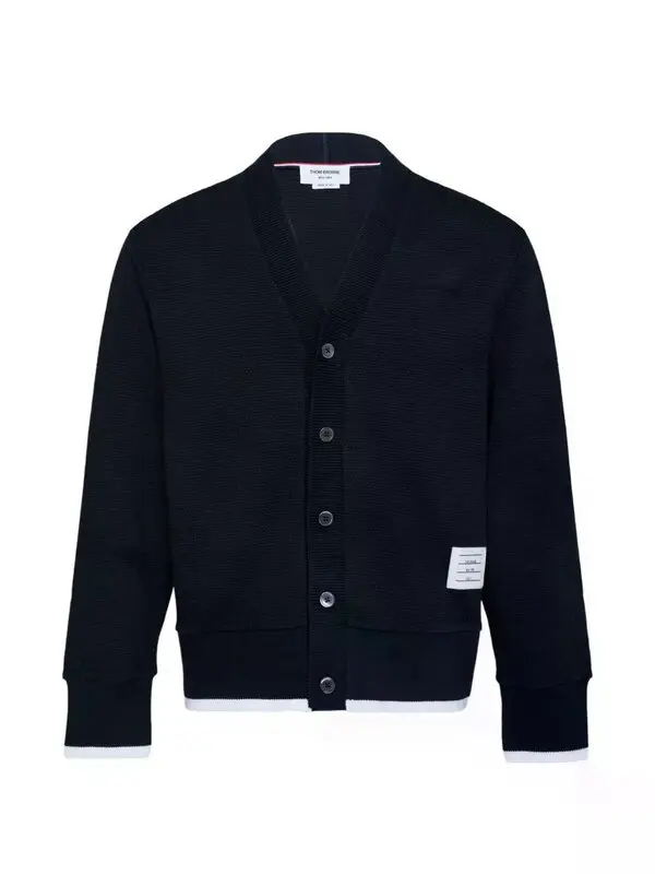 Thom Browne V-neck Chunky-trim Cardigan - Blue