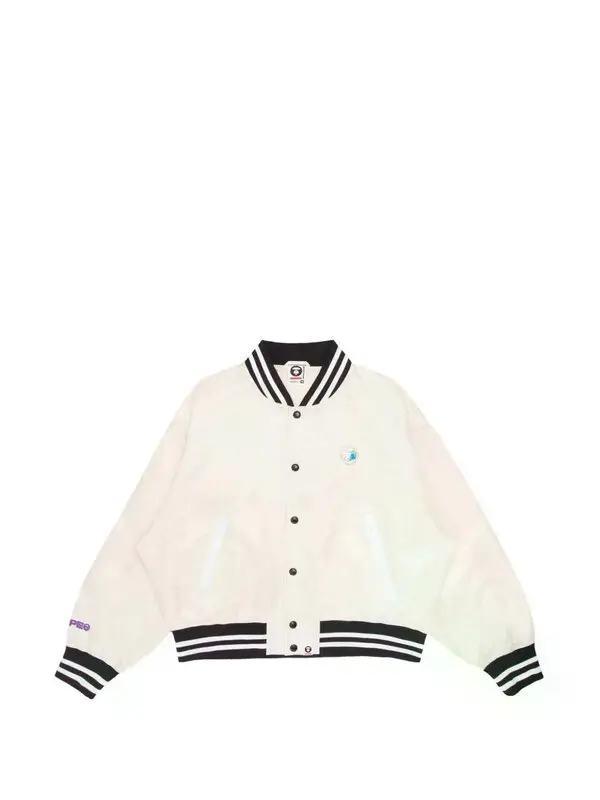 AAPE BY *A BATHING APE Moonface Embroidered Bomber Jacket - Neutrals