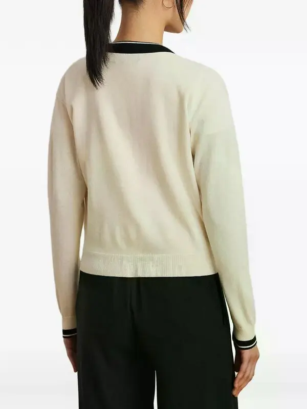 Ralph Lauren Logo-embroidered Contrast-trim Cardigan - Neutrals