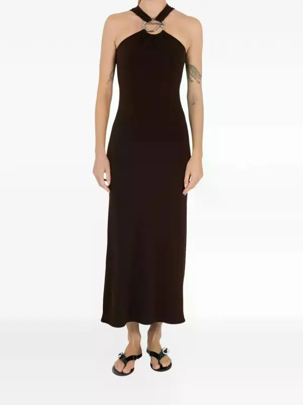 Coperni C-logo Gathered Dress - Brown