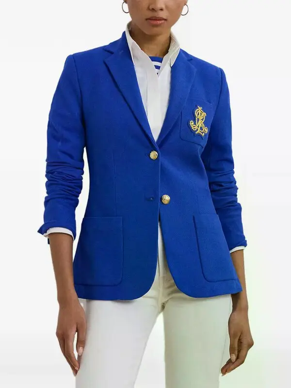 Ralph Lauren Piqué Blazer With Logo Patch - Blue