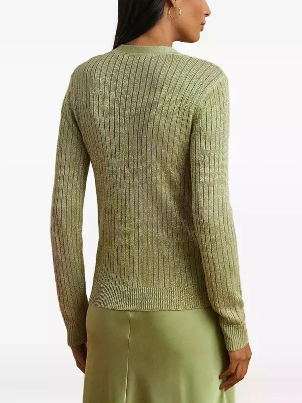 Ralph Lauren Ribbed-knit Metallic-thread Cardigan