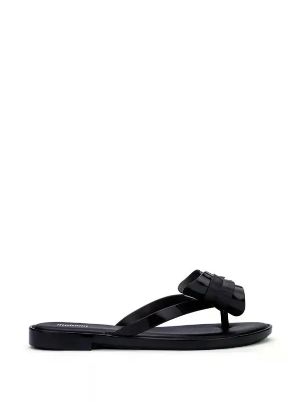 Melissa Bow-detail Flat Sandals - Black