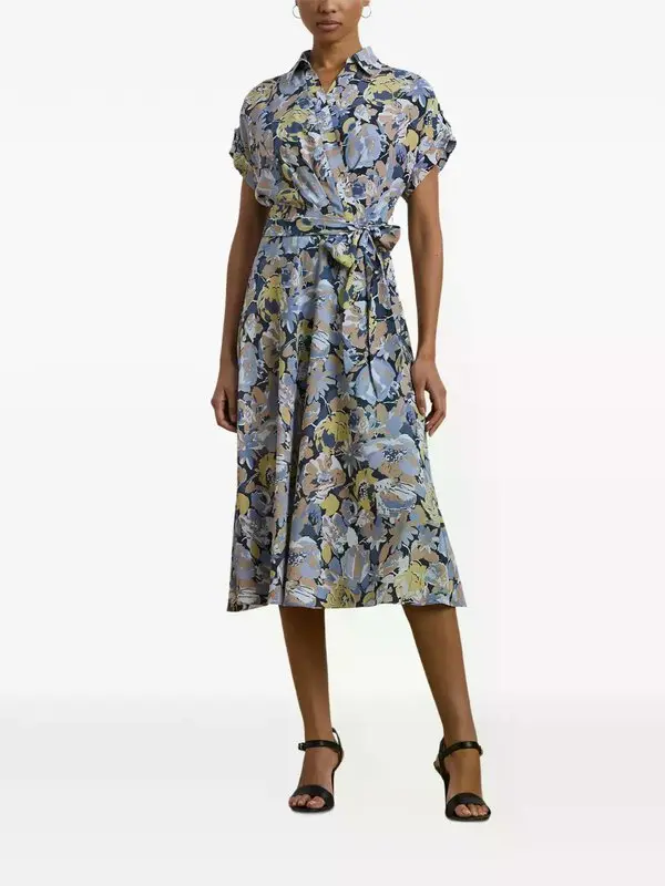 Ralph Lauren Floral-print Wrap-style Dress - Blue