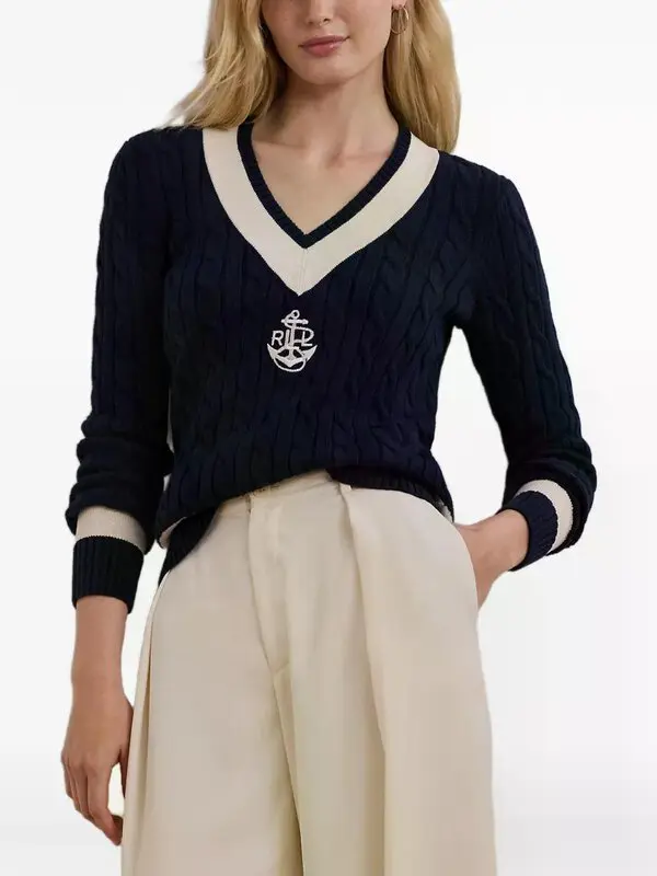 Ralph Lauren Cable-knit V-neck Sweater - Blue