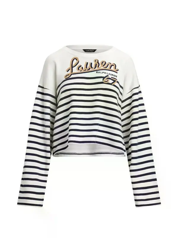 Ralph Lauren Striped Logo-embroidered Top - White