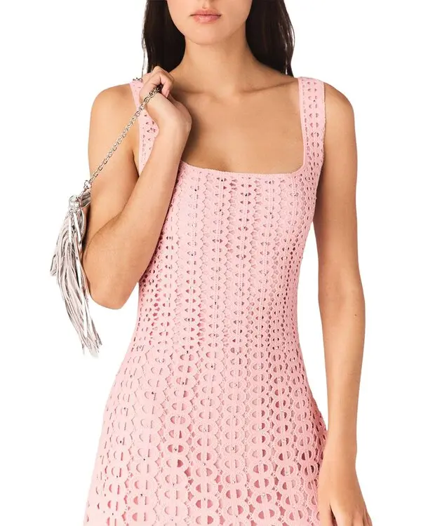 Maje Rhinestone Crochet Midi Dress