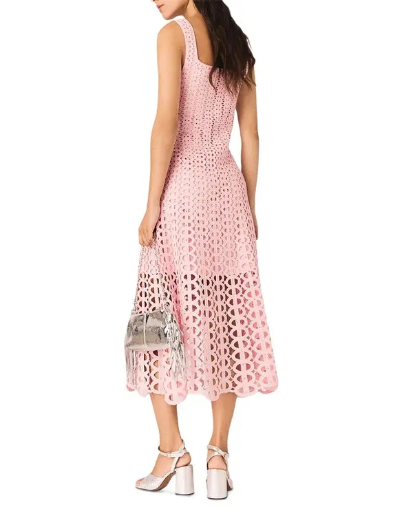Maje Rhinestone Crochet Midi Dress