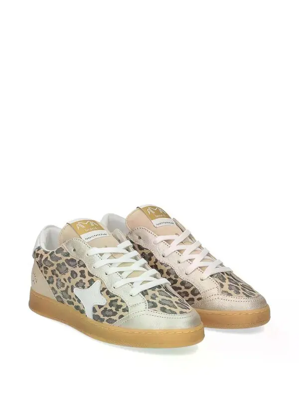 AMA-BRAND Leopard Print Metallic Sneakers