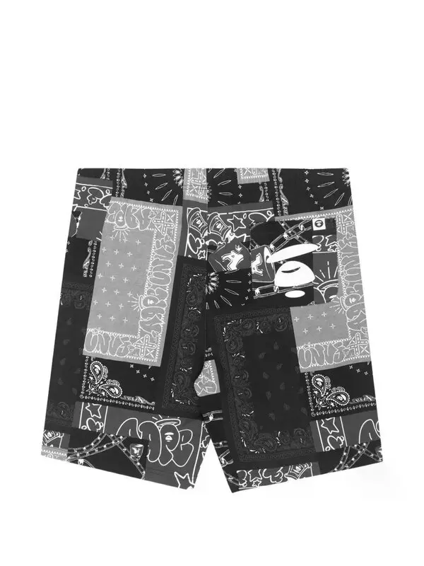 AAPE BY *A BATHING APE Moonface Bandana-print Shorts - Black