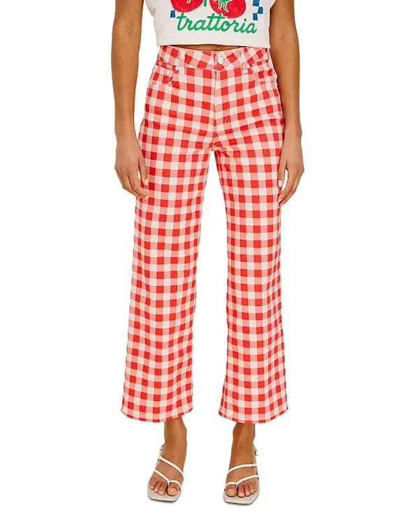 Rails The Getty Crop High Rise Wide Leg Jeans - Tomato Gingham