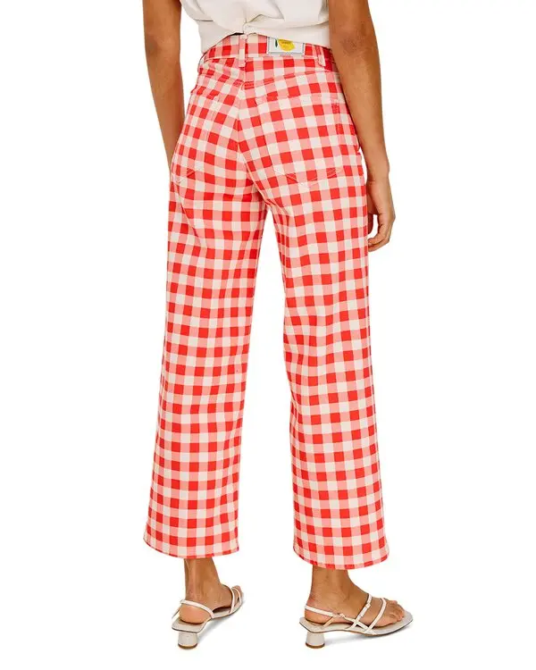 Rails The Getty Crop High Rise Wide Leg Jeans - Tomato Gingham