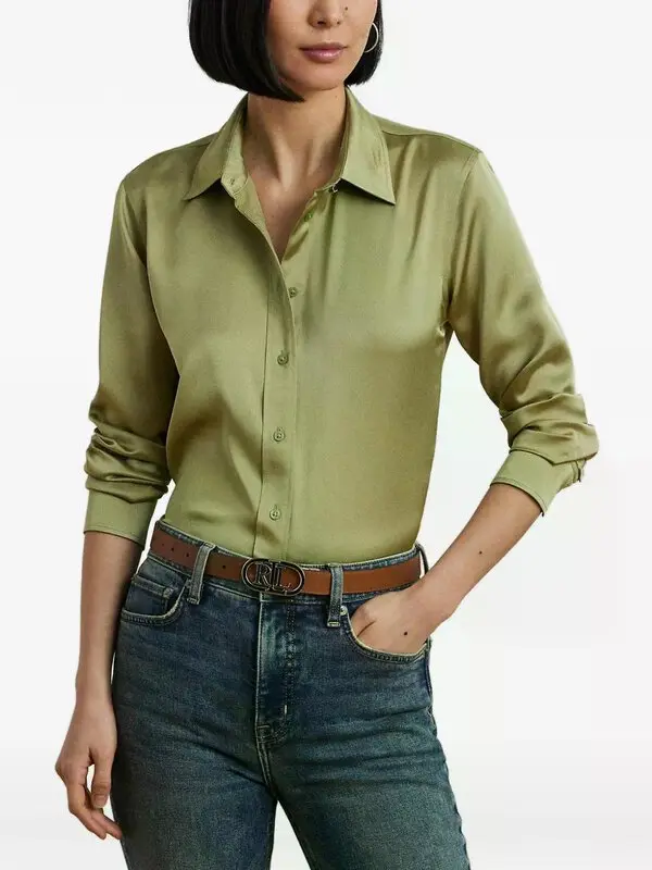 Ralph Lauren Satin-finish Long-sleeve Shirt - Green