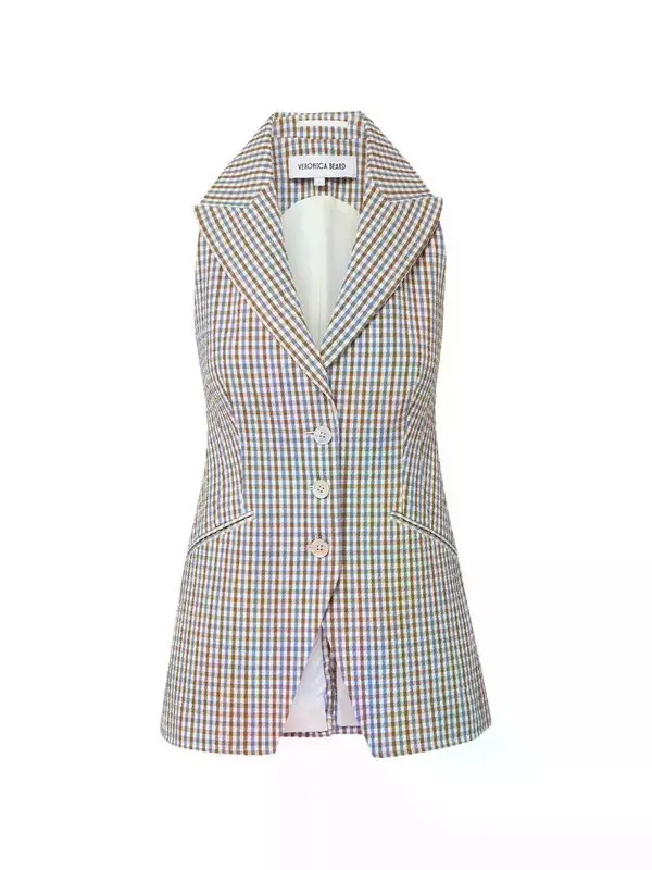 Veronica Beard Costa Gingham Waistcoat - Blue